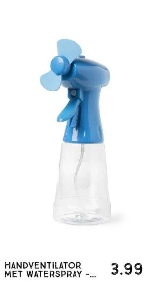 Handventilator met waterspray - blauw - 350 ml aanbieding bij Xenos