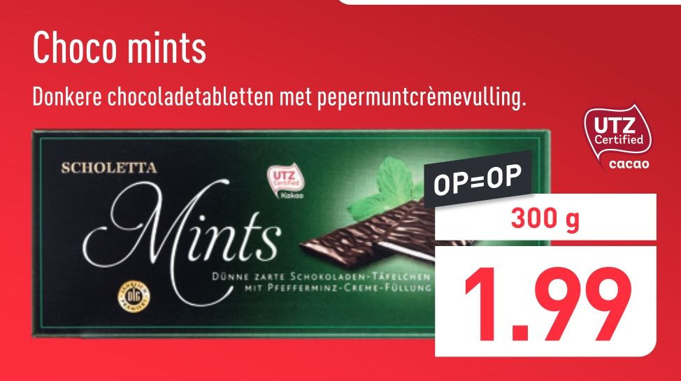 Choco mints 300g aanbieding bij ALDI