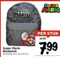 Super mario backpack afmeting: 32 x 24 x 10 cm aanbieding bij Vomar ...