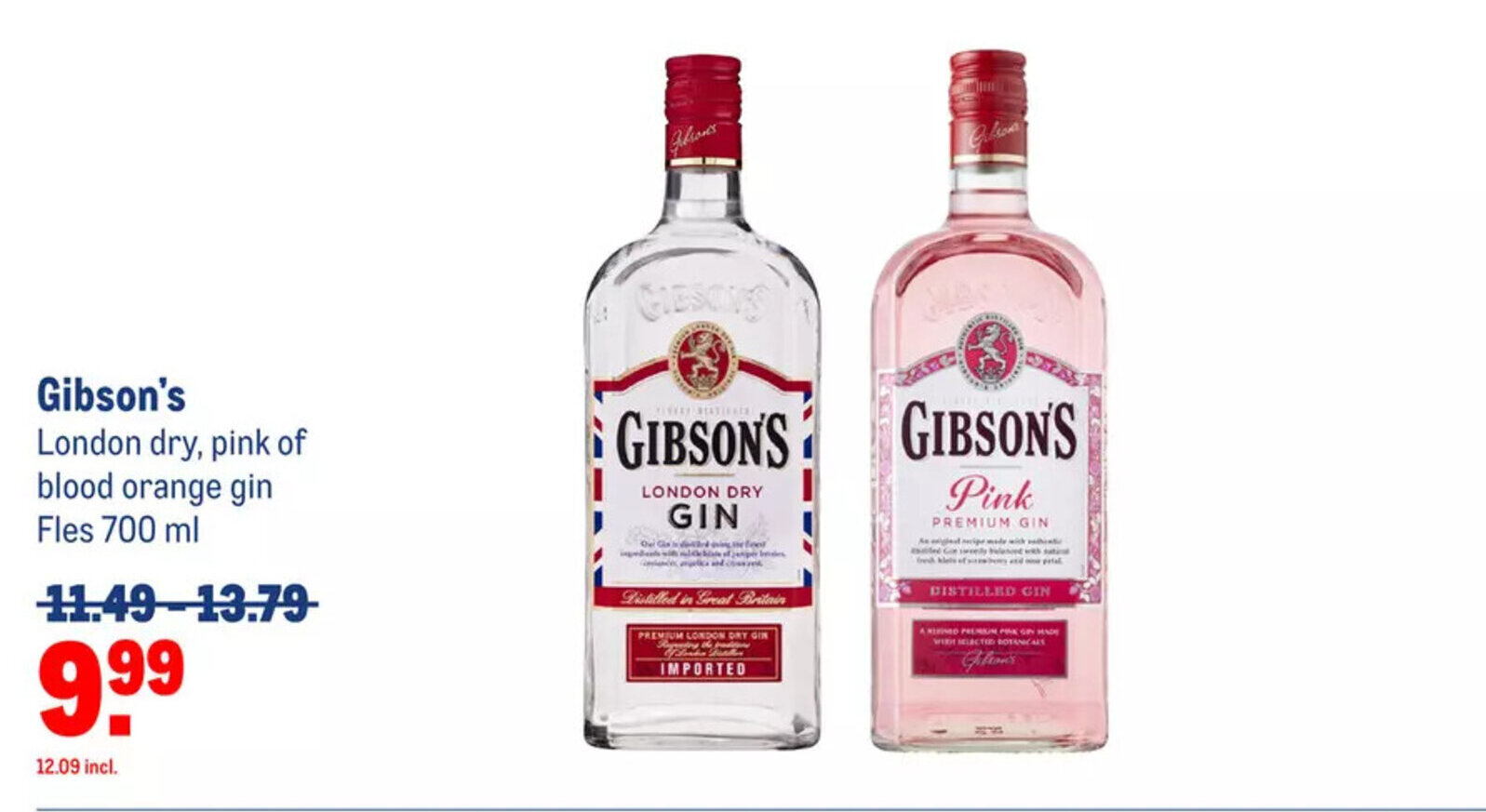 Gibson's London dry, pink of blood orange gin Fles 700 ml aanbieding ...