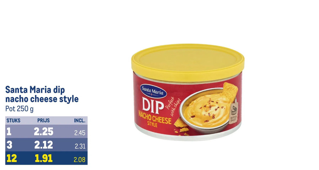 Santa maria dip nacho cheese style aanbieding bij Makro