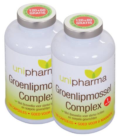 Unipharma groenlipmossel complex capsules multipack 2x180cp aanbieding ...