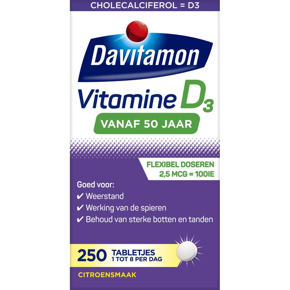 Davitamon vitamine d 50+ tabletten 250tb aanbieding bij De Online Drogist
