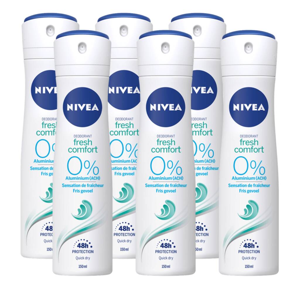 Nivea fresh comfort deodorant spray voordeelverpakking 6x150ml ...