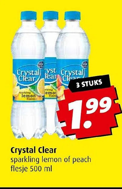 Crystal clear sparkling lemon of peach aanbieding bij Boni