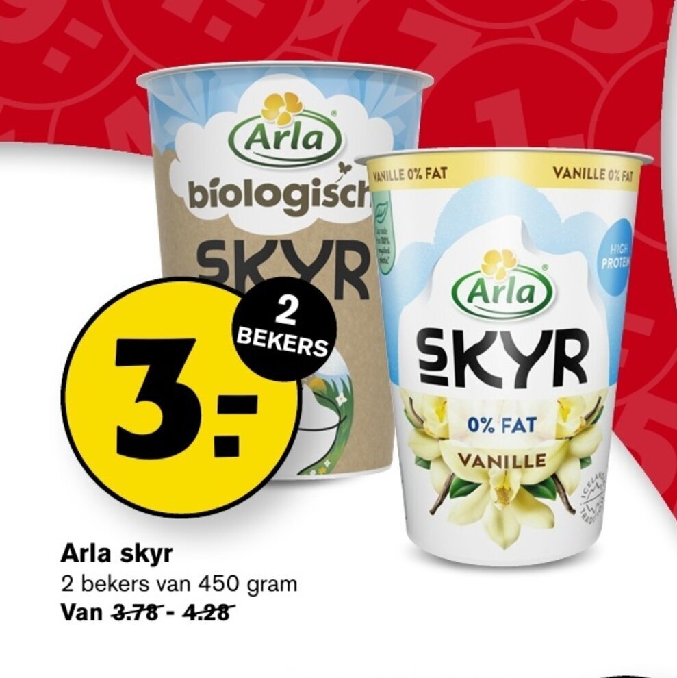 Arla skyr 2 bekers van 450 gram aanbieding bij Hoogvliet