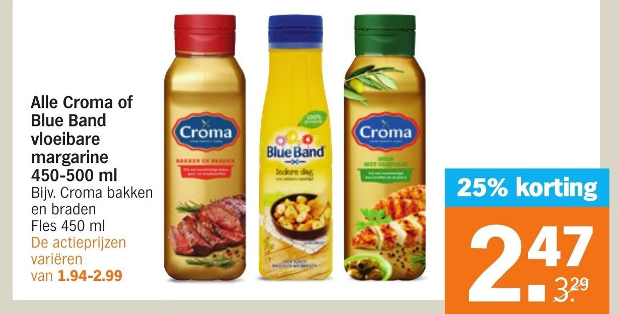 Alle Croma of Blue Band vloeibare margarine 450-500ml aanbieding bij ...