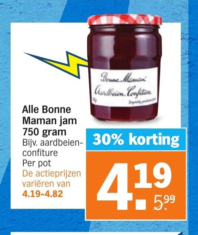 Alle Bonne Maman jam 750 gram aanbieding bij Albert Heijn