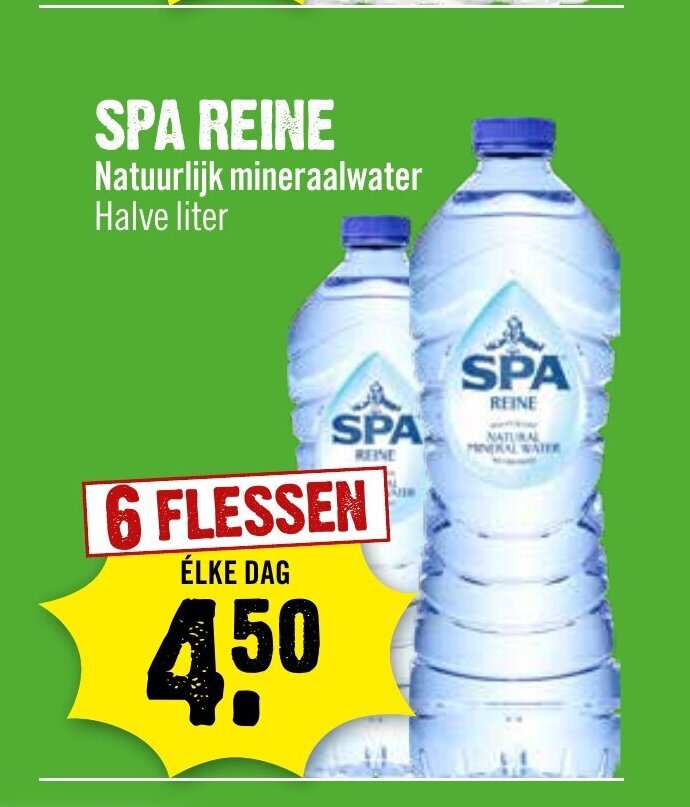 SPA REINE Natuurlijk mineraalwater Halve liter 6 FLESSEN aanbieding bij ...