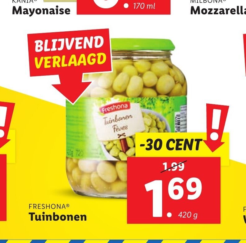 Freshona Tuinbonen 420 g aanbieding bij Lidl
