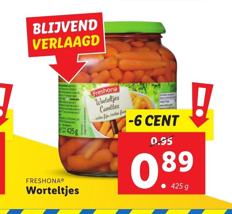 FRESHONAⓇ Worteltjes 425 g aanbieding bij Lidl