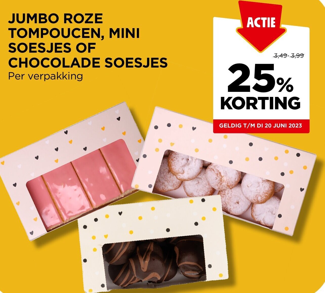 JUMBO ROZE TOMPOUCEN, MINI SOESJES OF CHOCOLADE SOESJES aanbieding bij ...