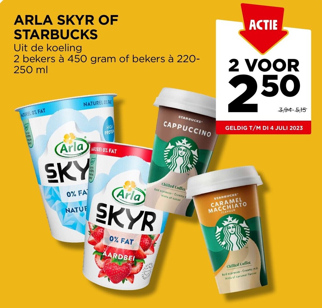 ARLA SKYR OF STARBUCKS 450g aanbieding bij Jumbo