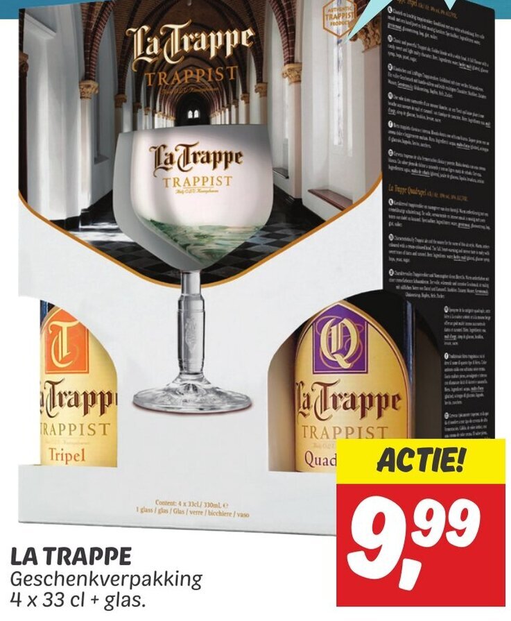 LA TRAPPE 4 x 33 cl + glas. aanbieding bij Dekamarkt