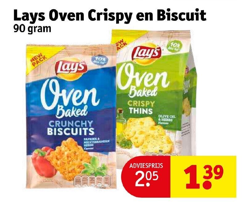 Lays Oven Crispy en Biscuit 90 gram aanbieding bij Kruidvat