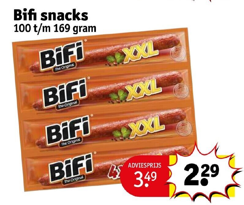 Bifi snacks 100 t/m 169 gram aanbieding bij Kruidvat