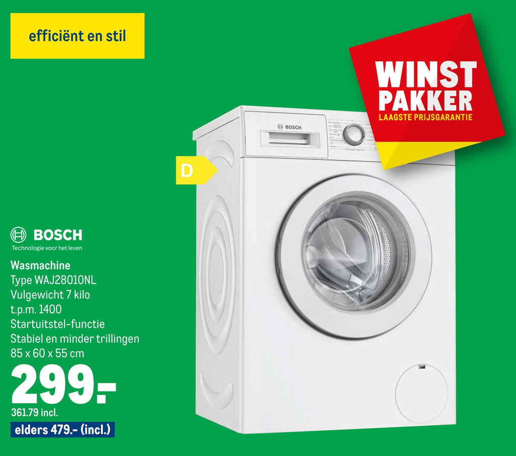 Bosch Wasmachine Type WAJ2801ONL aanbieding bij Makro