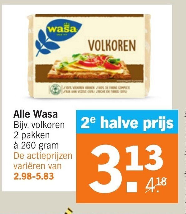 Alle Wasa 2e Halve Prijs Aanbieding Bij Albert Heijn