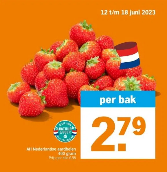 Ah hollandse aardbeien aanbieding bij Albert Heijn