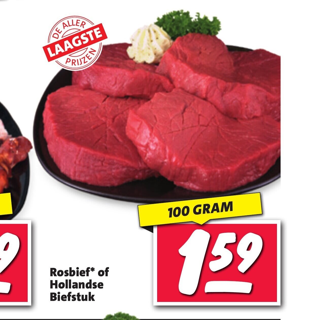 Rosbief* of Hollandse Biefstuk 100 GRAM aanbieding bij Nettorama