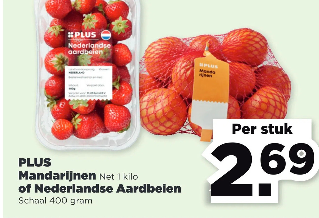 Plus mandarijnen of nederlandse aardbeien aanbieding bij PLUS