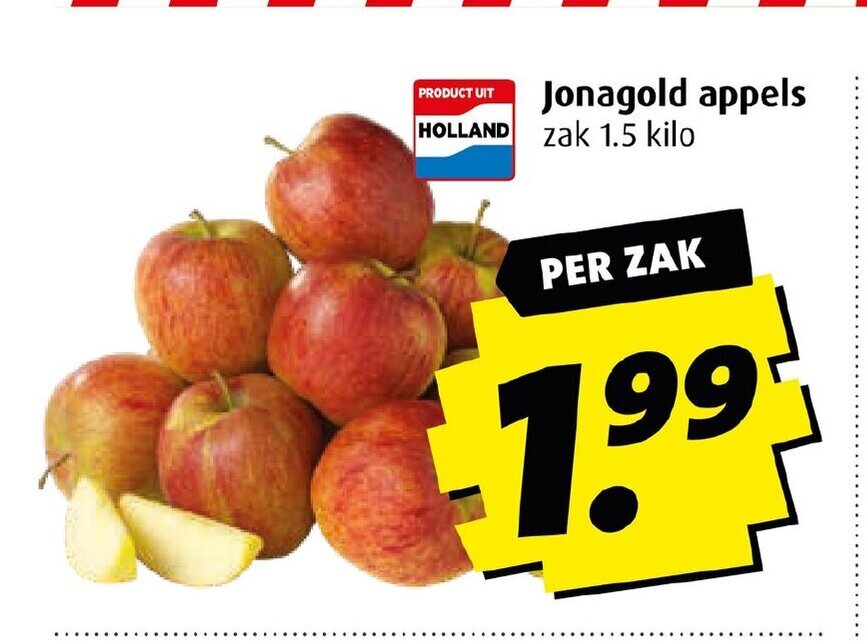 Jonagold appels zak 1.5 kilo aanbieding bij Boni