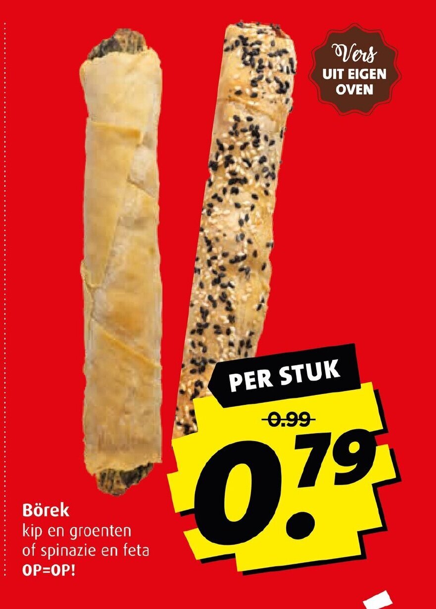 Börek kip en groenten of spinazie en feta aanbieding bij Boni