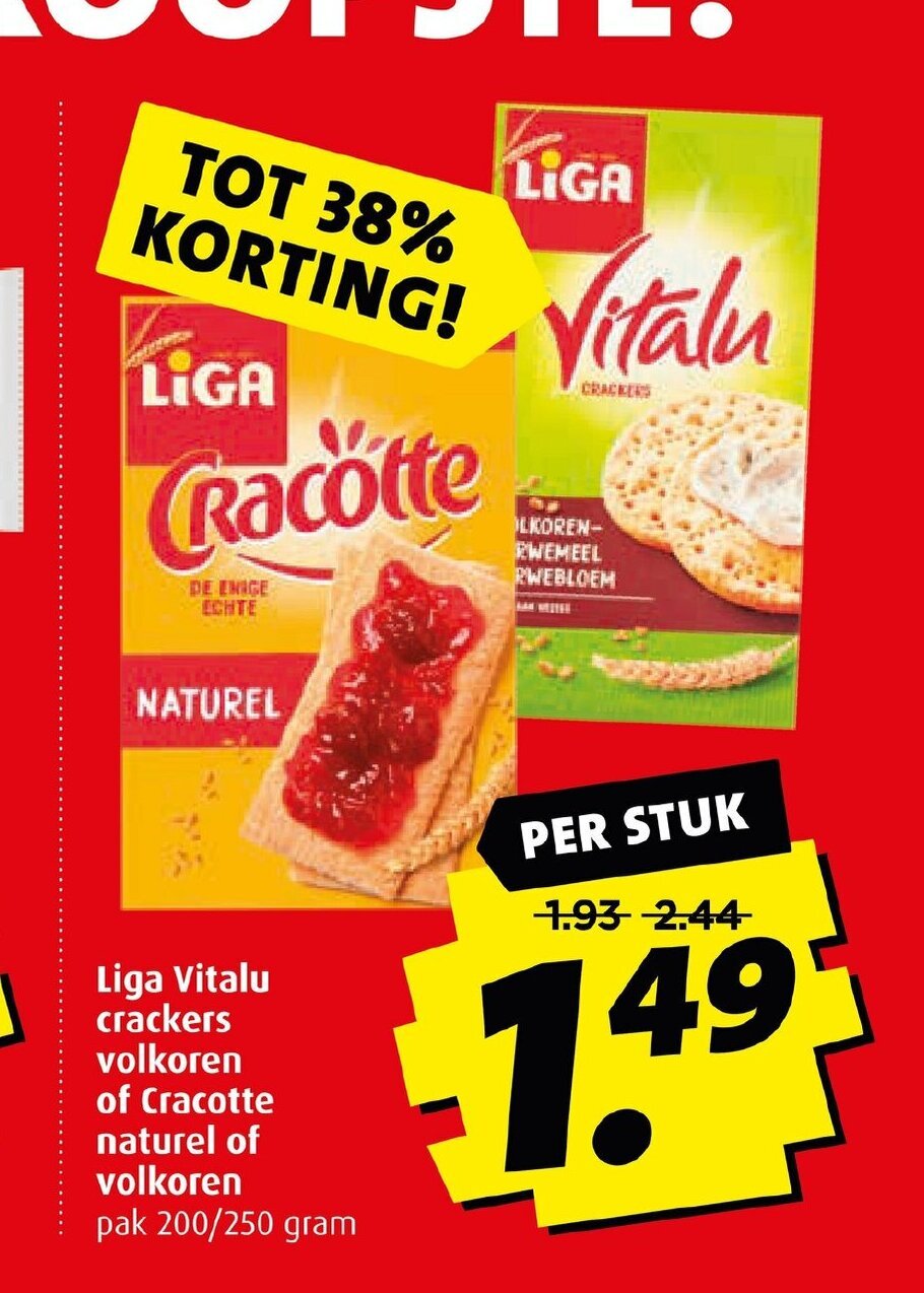 Liga Vitalu crackers volkoren of Cracotte naturel of volkoren pak 200/ ...