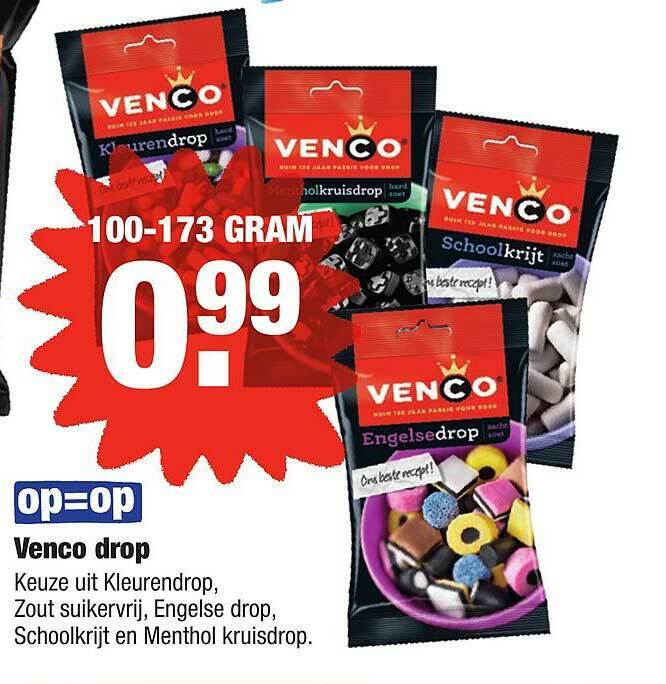 Venco Drop Kleurendrop, Zout Suikervrij, Engelse Drop, Schoolkrijt En ...