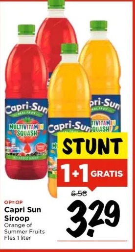 Capri sun siroop orange of summer fruits fles 1 liter aanbieding bij ...