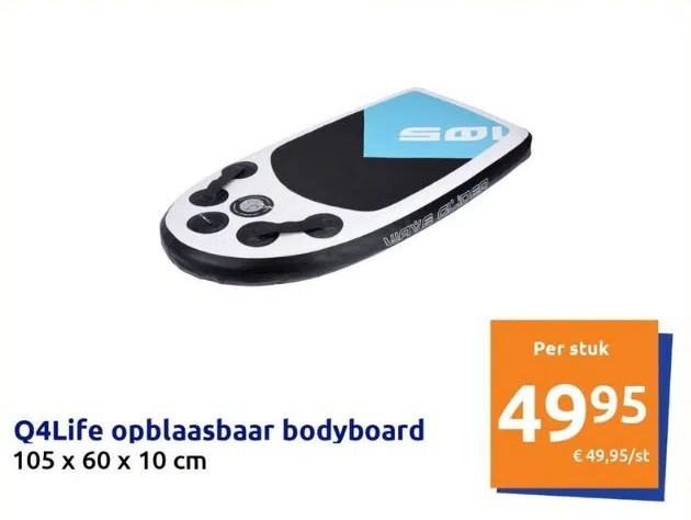 Q4life opblaasbaar bodyboard aanbieding bij Action
