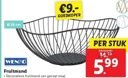 Fruitmand decoratieve fruitmand van gecoat staal aanbieding bij Lidl