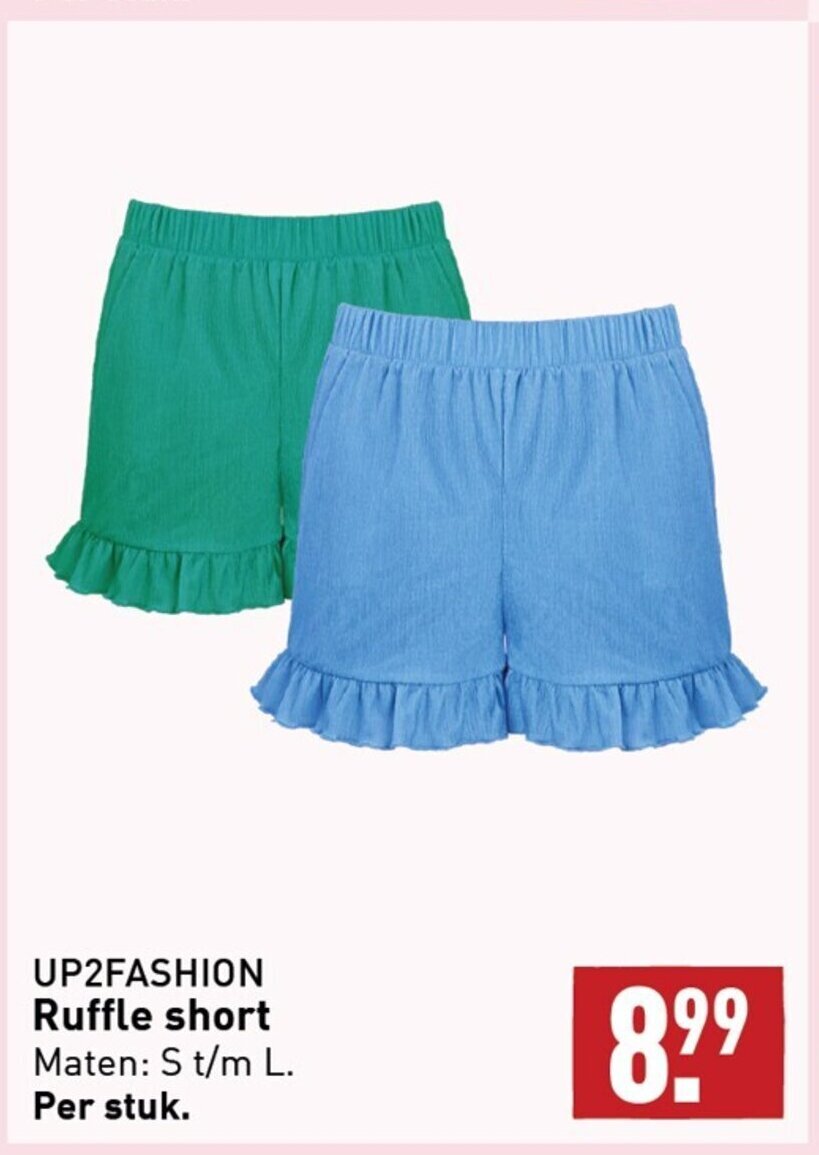 UP2FASHION Ruffle short Maten: S t/m L. aanbieding bij ALDI