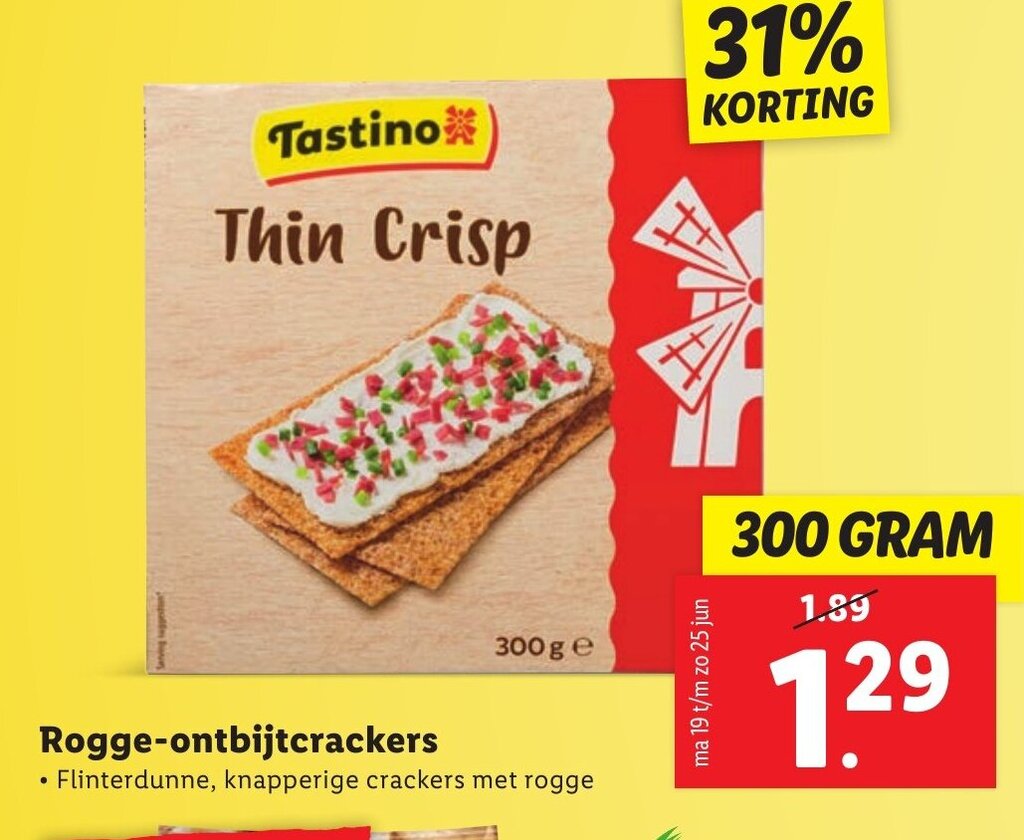 Rogge-ontbijtcrackers 300g aanbieding bij Lidl