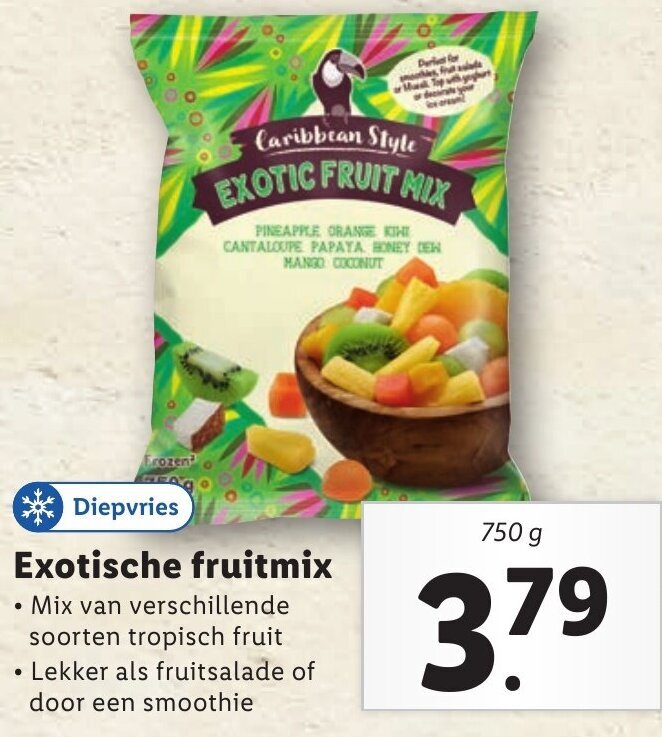 Exotische fruitmix 750g aanbieding bij Lidl