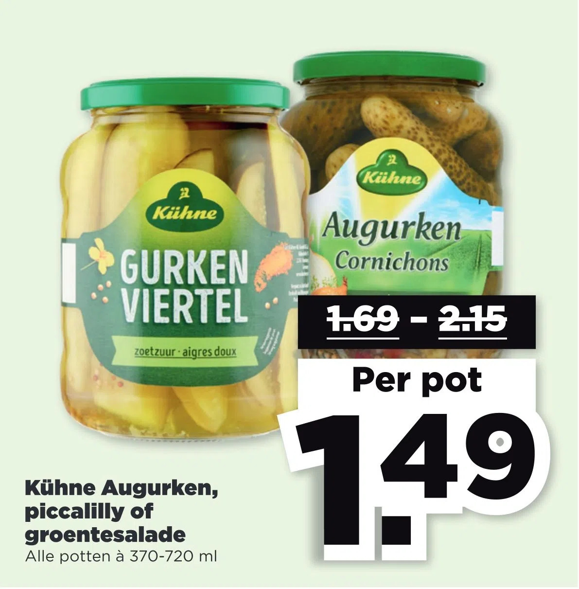 Kühne augurken, piccalilly of groentesalade aanbieding bij PLUS