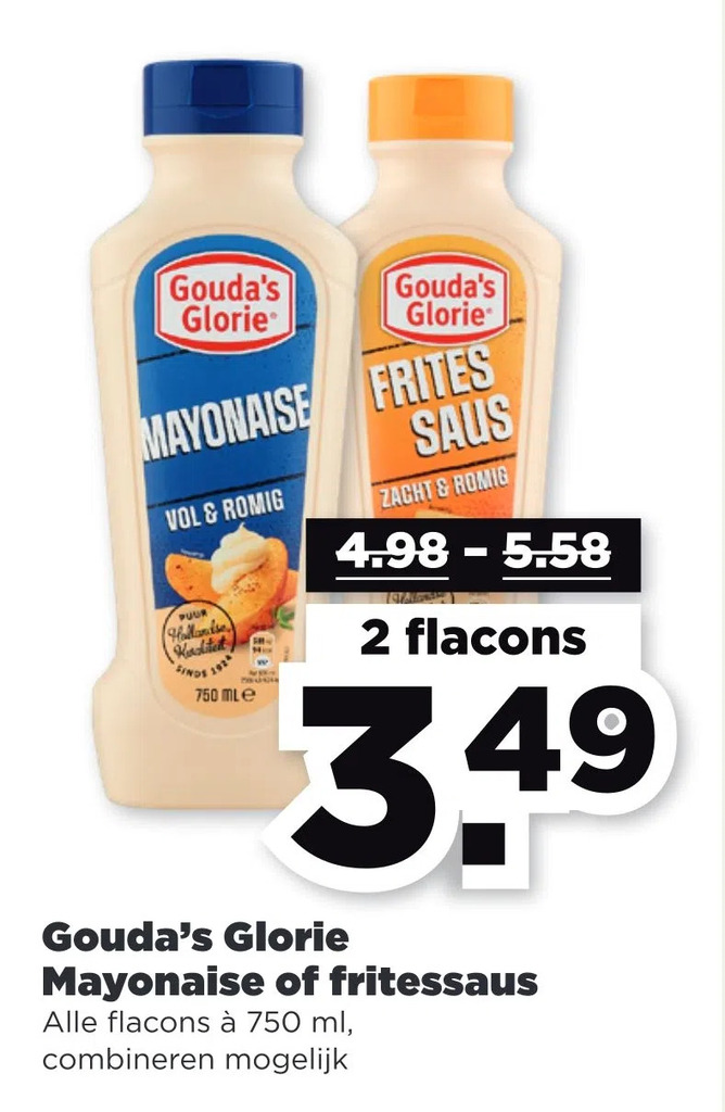 Gouda's glorie mayonaise of fritessaus aanbieding bij PLUS