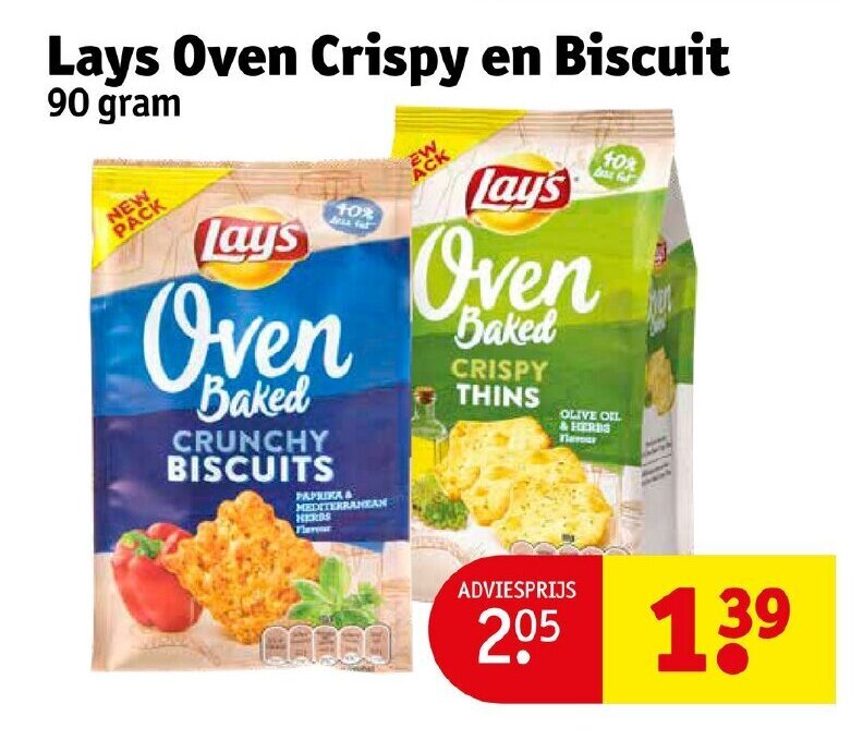 Lays Oven Crispy en Biscuit 90 gram aanbieding bij Kruidvat