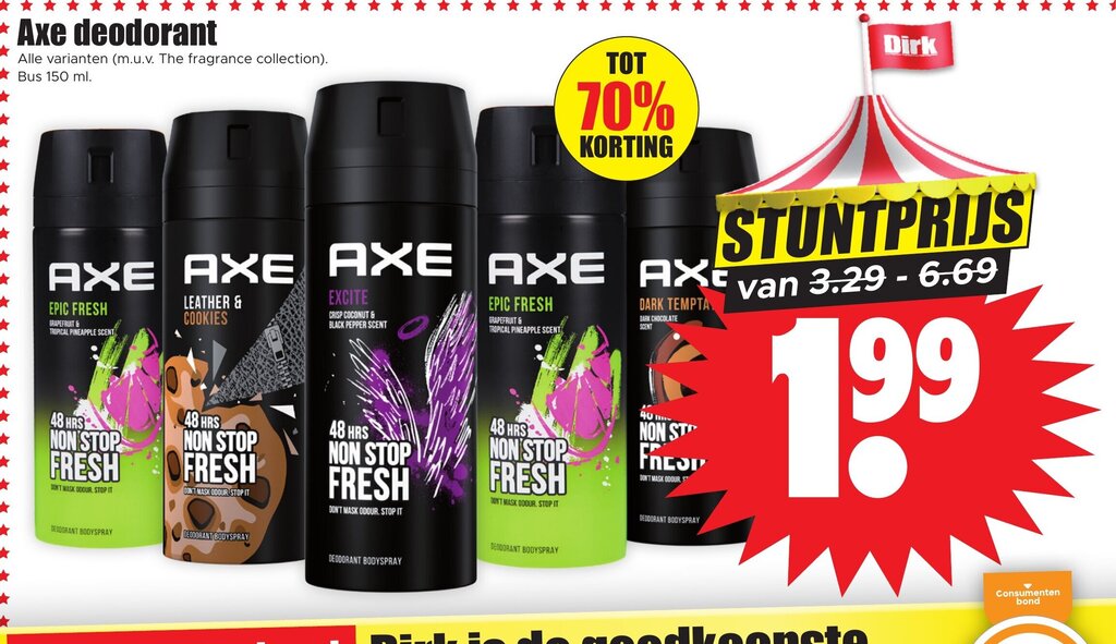 Axe deodorant Bus 150 ml. aanbieding bij Dirk