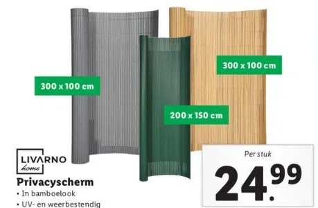 Livarno privacyscherm aanbieding bij Lidl