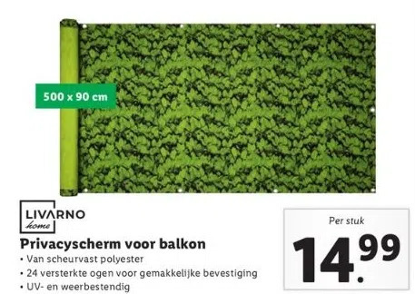 Livarno privacyscherm voor balkon aanbieding bij Lidl