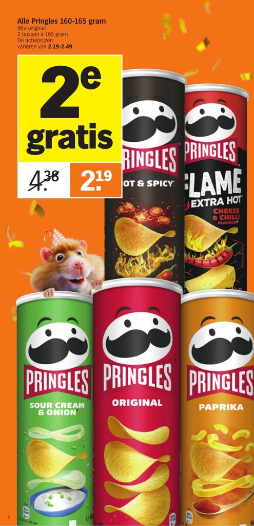 Alle Pringles 160-165 gram 2e Gratis aanbieding bij Albert Heijn