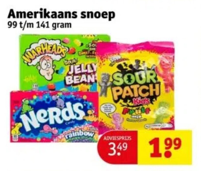 Amerikaans snoep 99 t/m 141 gram aanbieding bij Kruidvat