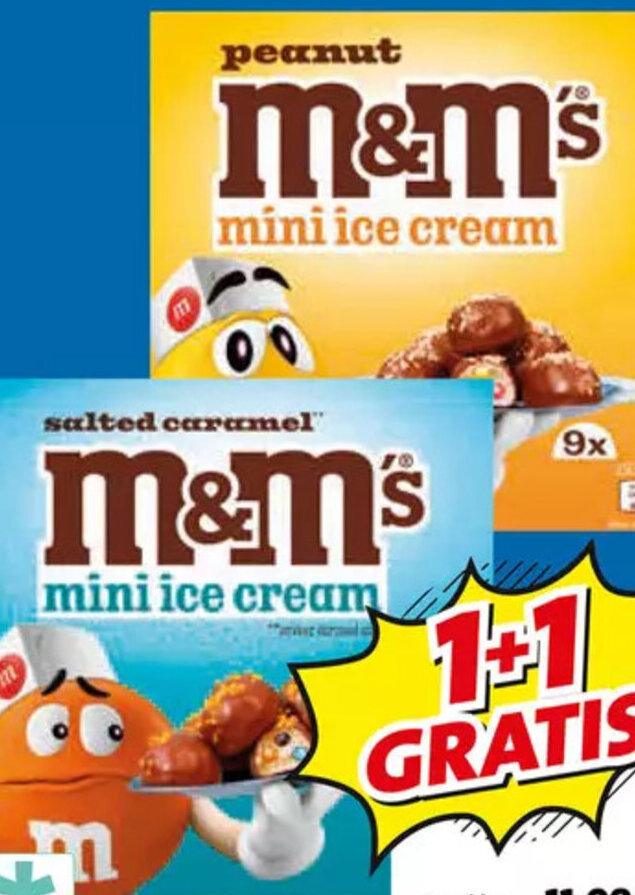 M&M's mini ice cream peanut of salted caramel pak 9 stuks, OP=OP ...