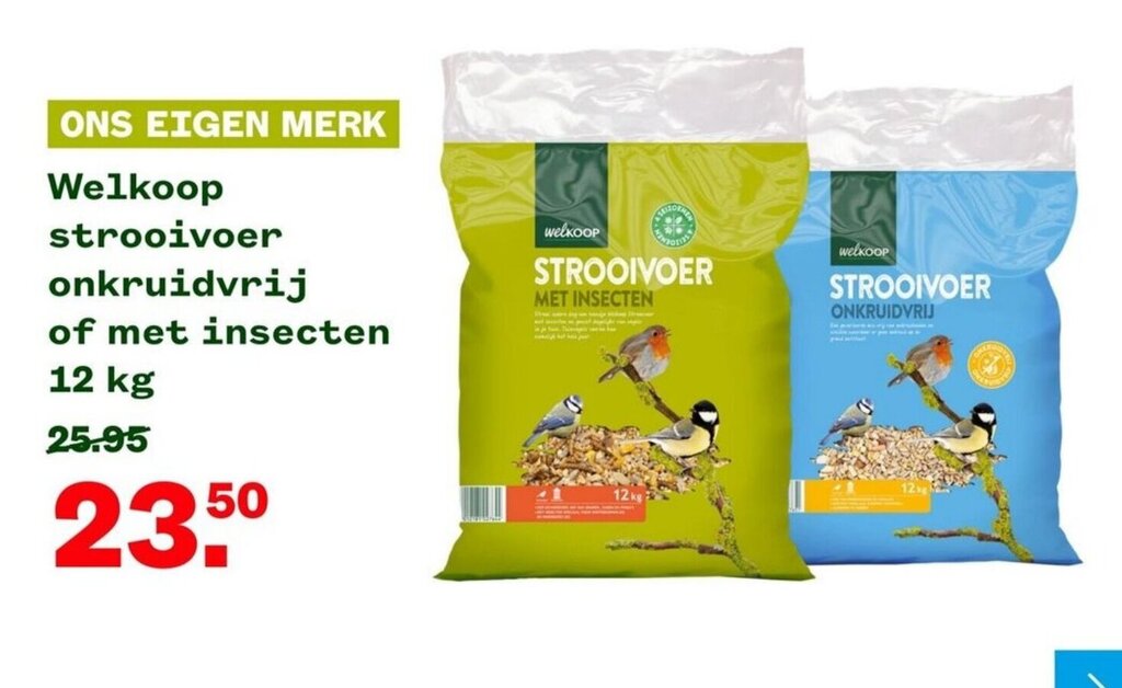 Welkoop strooivoer onkruidvrij of met insecten 12 kg aanbieding bij Welkoop