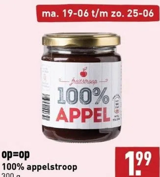 Op=op 100% appelstroop 300 g. aanbieding bij ALDI