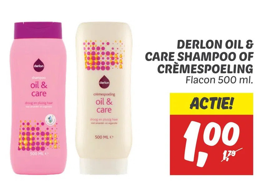Derlon oil & care shampoo of crèmespoeling aanbieding bij Dekamarkt