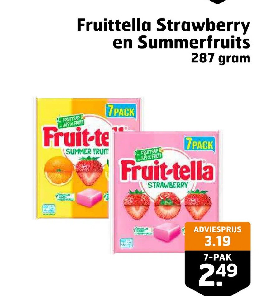 Fruittella strawberry en summerfruits aanbieding bij Trekpleister