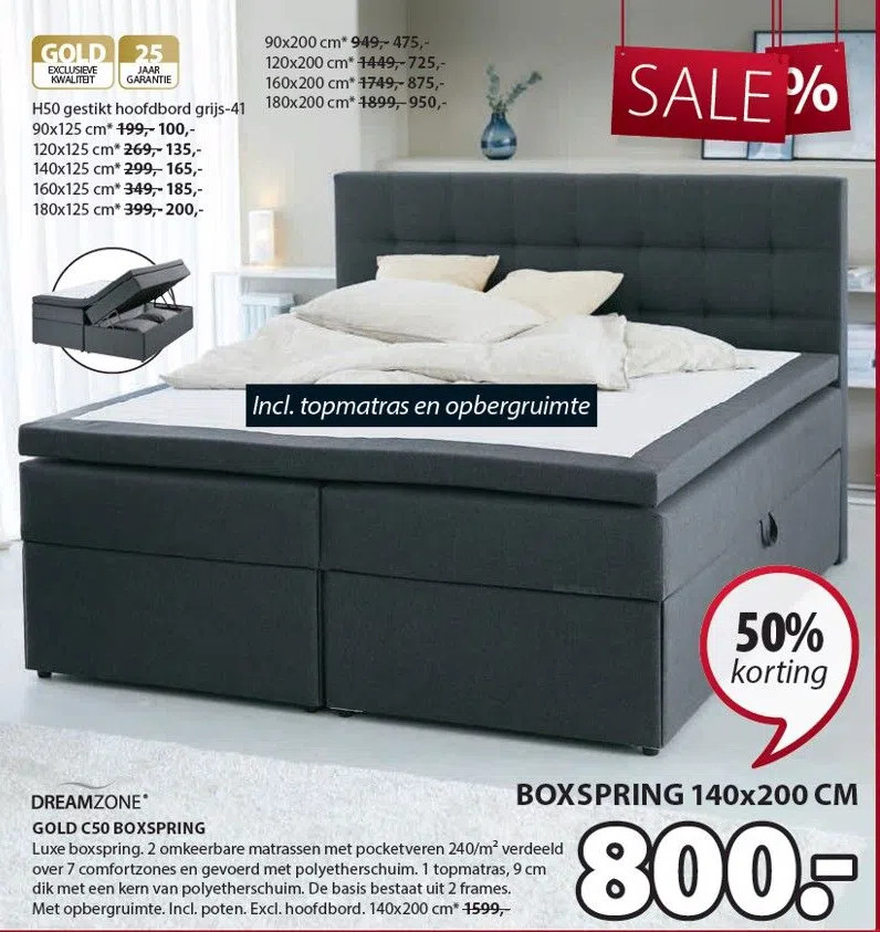 Dreamzone* gold c50 boxspring aanbieding bij Jysk