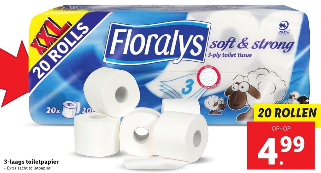 3-laags toiletpapier aanbieding bij Lidl